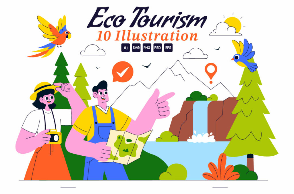 10 Eco Tourism Travel Destination Illustration - MasterBundles