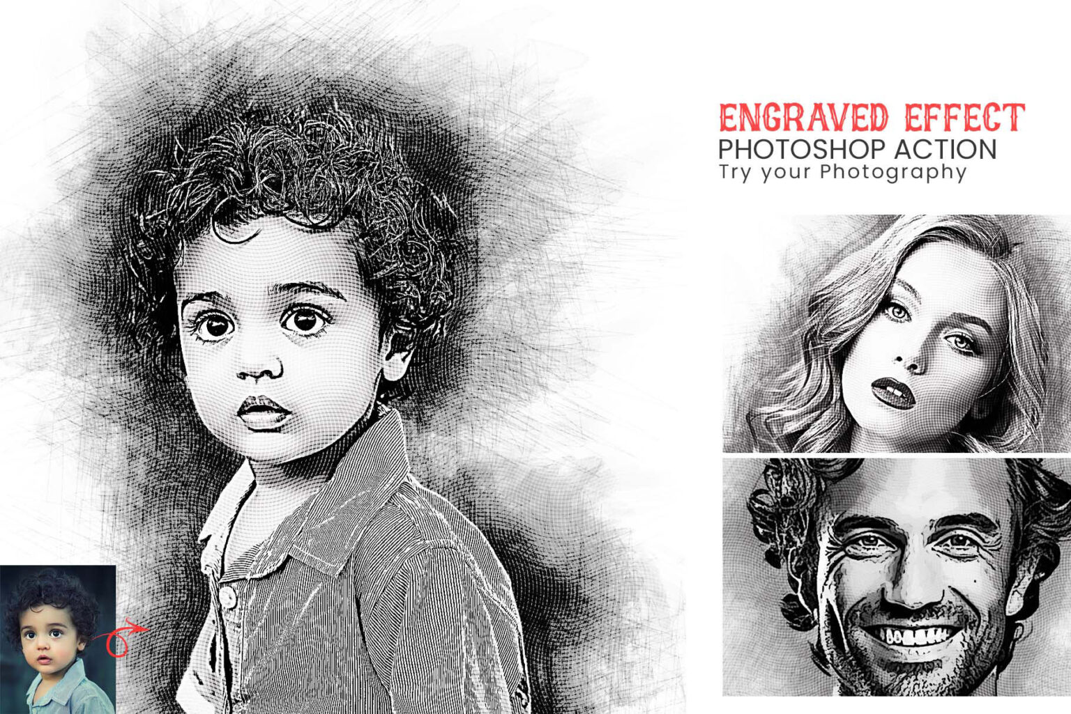 Engraved Effect Photoshop Action - MasterBundles