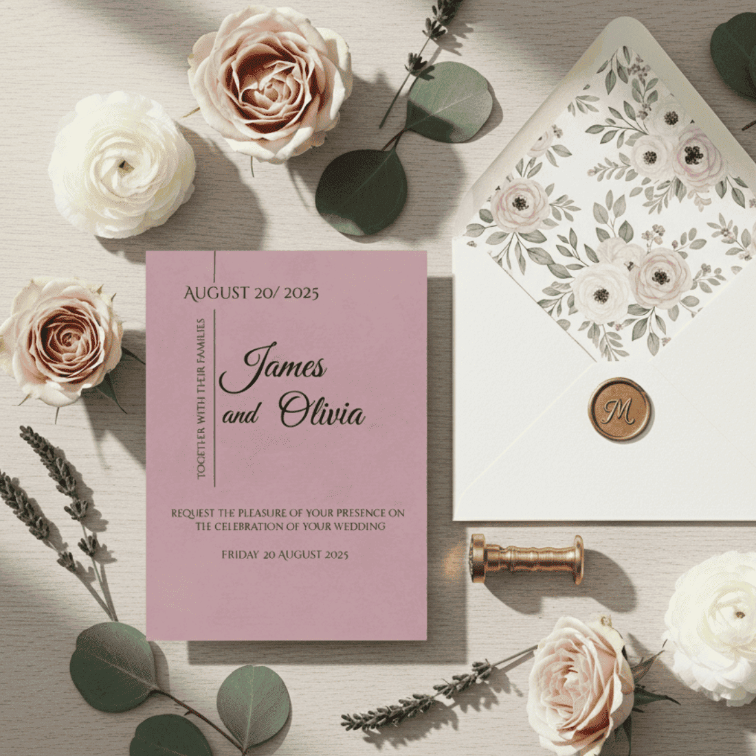 Wedding Invitation Template James & Olivia - MasterBundles