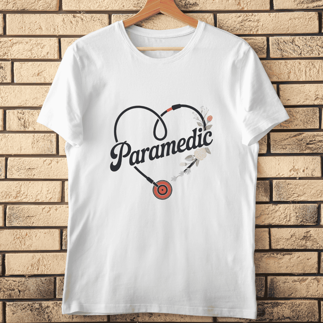 Paramedic Love Stethoscope and Flower T-shirt Design - MasterBundles
