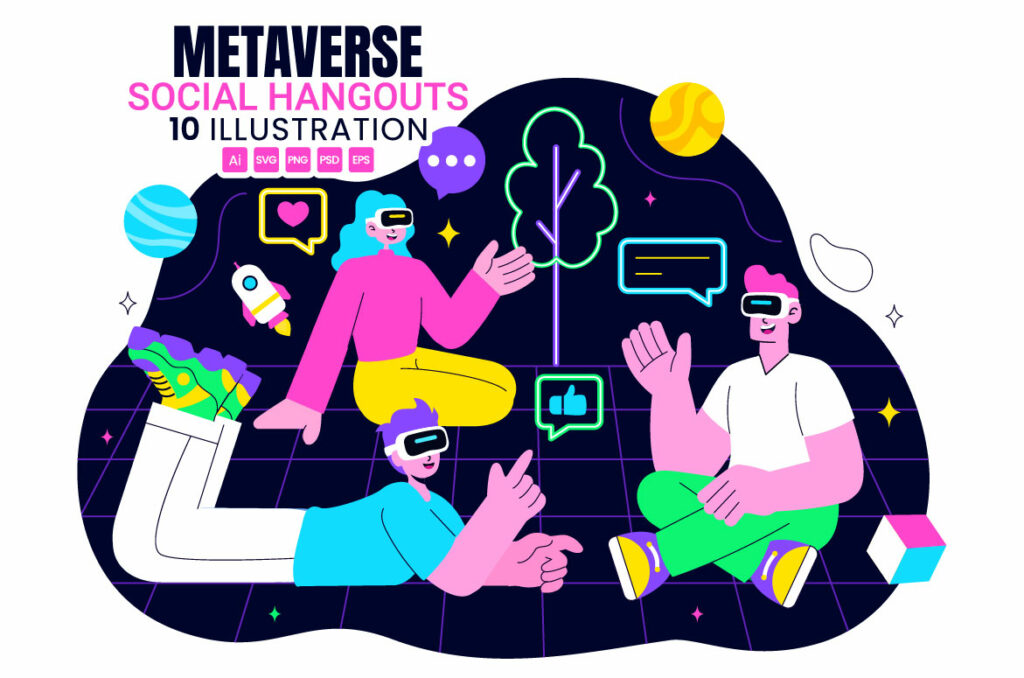 10 Metaverse Social Hangouts Illustration - MasterBundles