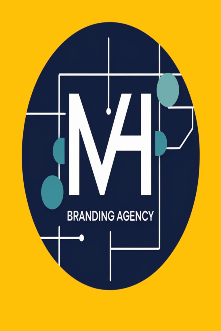 MH letters new logo design - MasterBundles