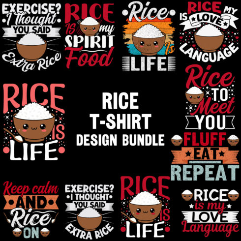 Rice t-shirt design bundle. Rice graphic design. - MasterBundles