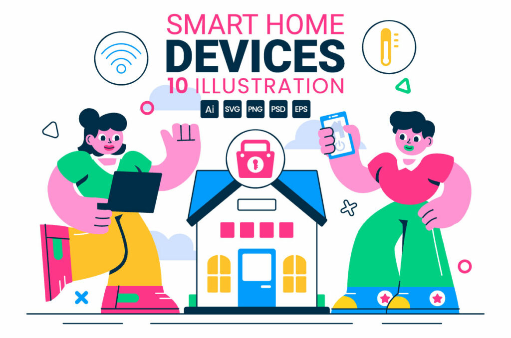 10 Smart Home Devices Illustration - MasterBundles