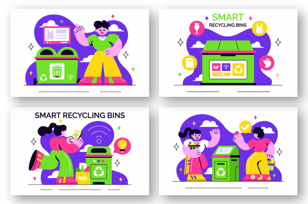 10 Smart Recycling Bins Illustration - MasterBundles