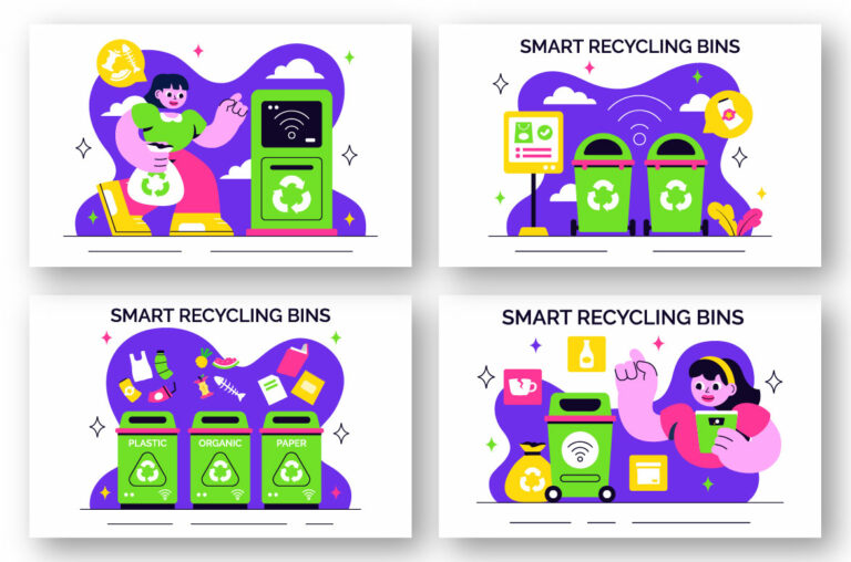 10 Smart Recycling Bins Illustration - MasterBundles