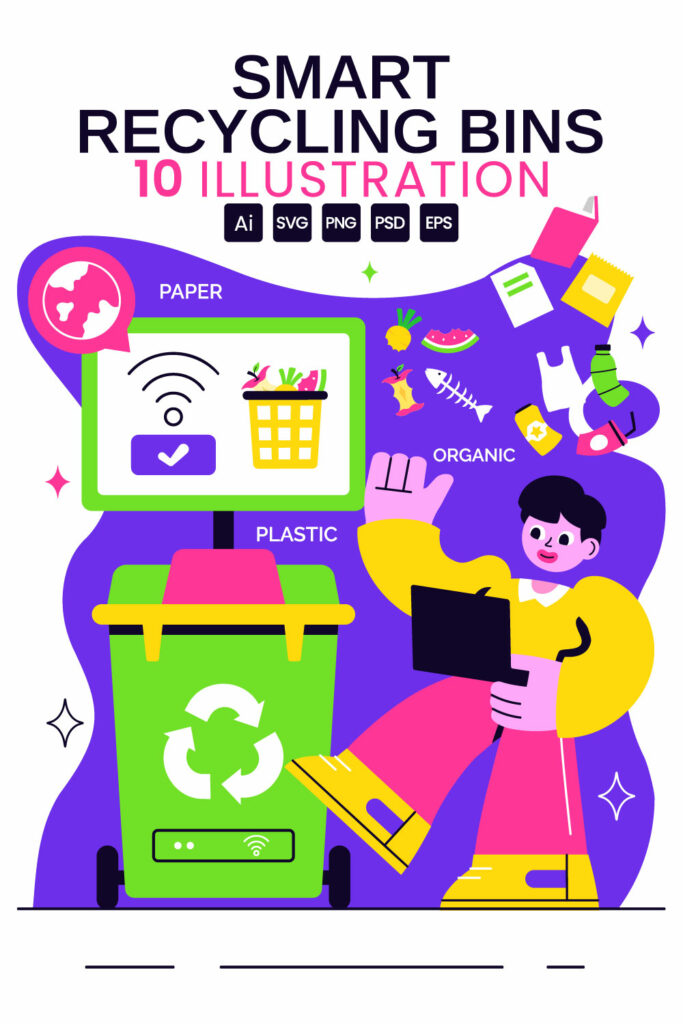 10 Smart Recycling Bins Illustration - MasterBundles