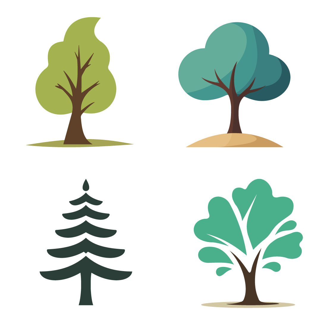 Minimalist Tree Vector Illustration Set