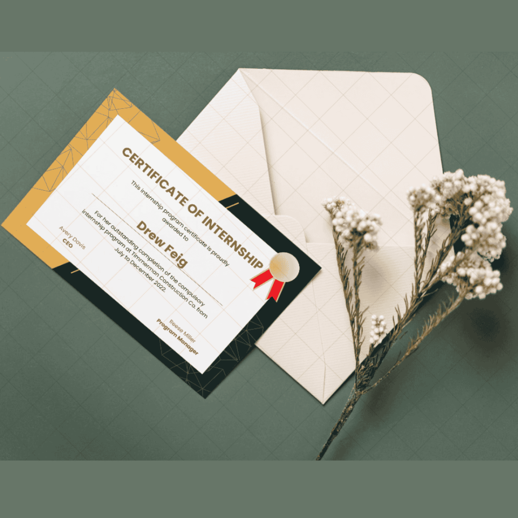 Certificate of Outstanding Internship Completion - MasterBundles
