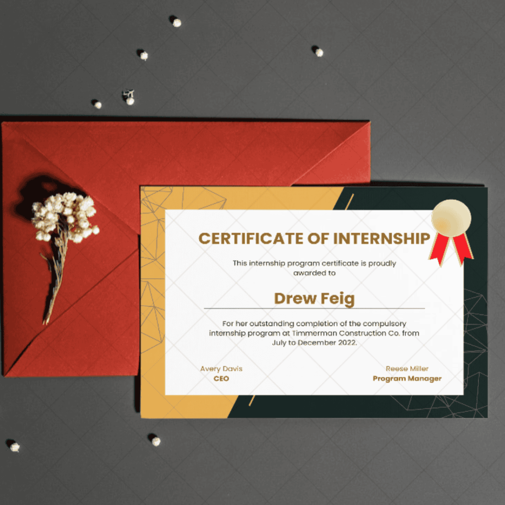 Certificate of Outstanding Internship Completion - MasterBundles