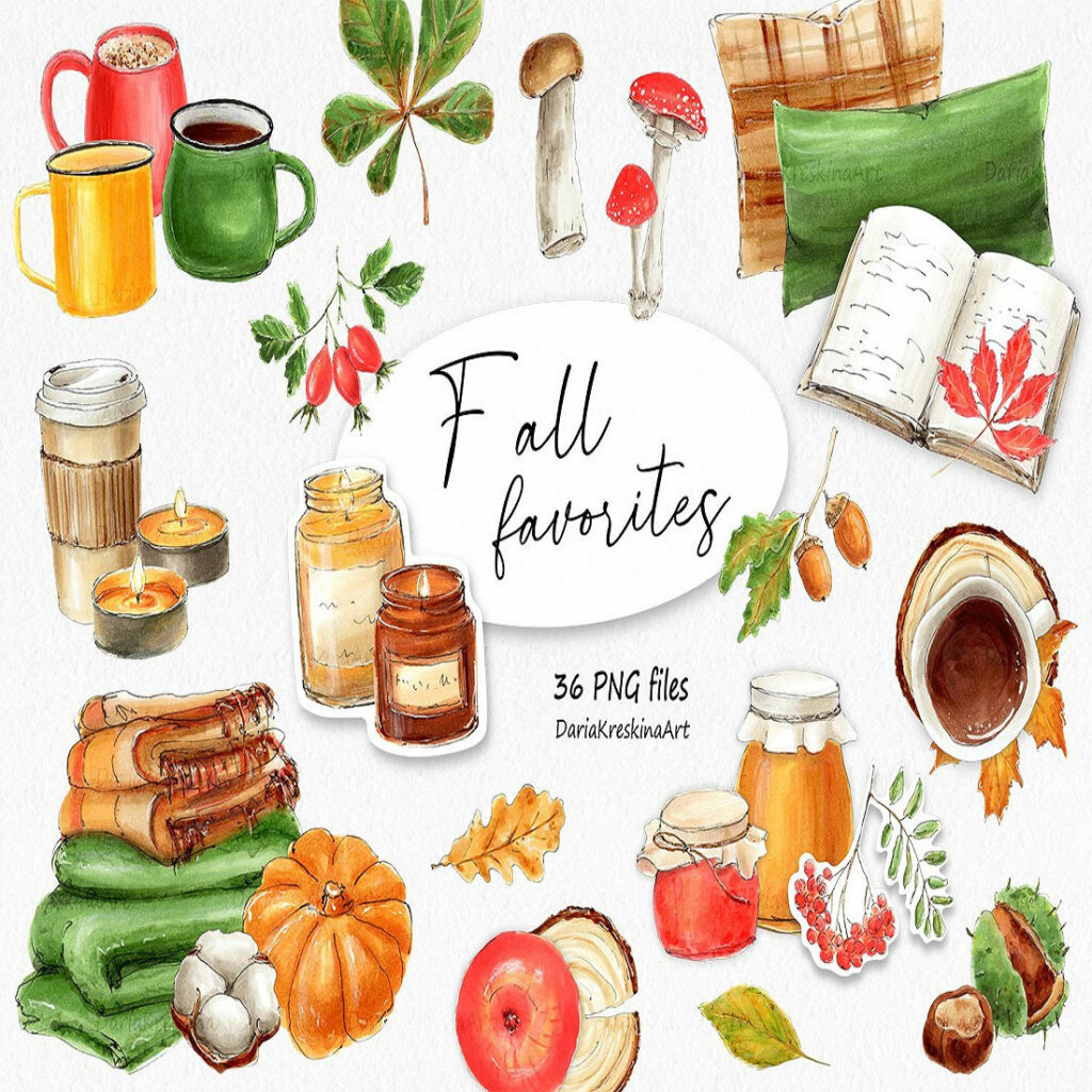 Cozy Fall clipart Transparent Fall clipart watercolor - MasterBundles