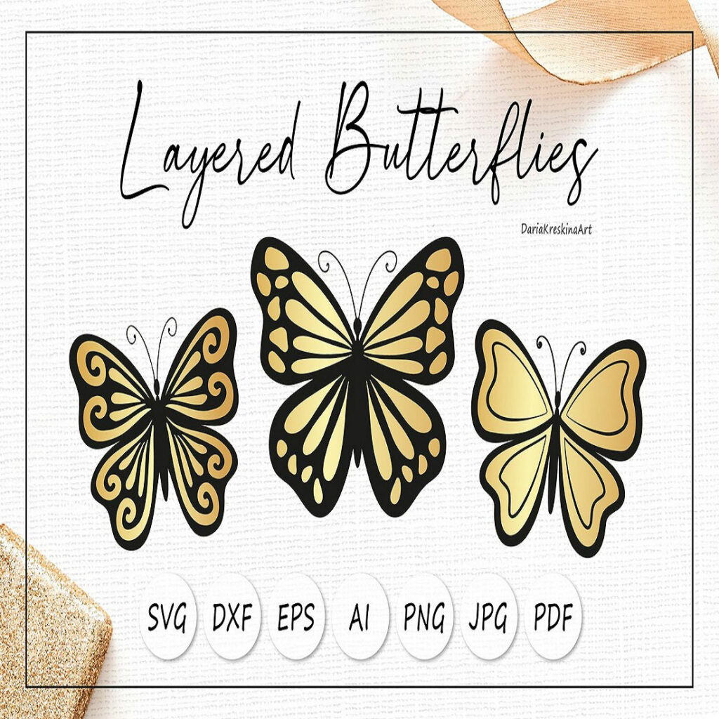 Layered Butterfly SVG files, Butterfly clipart PNG bundle - MasterBundles