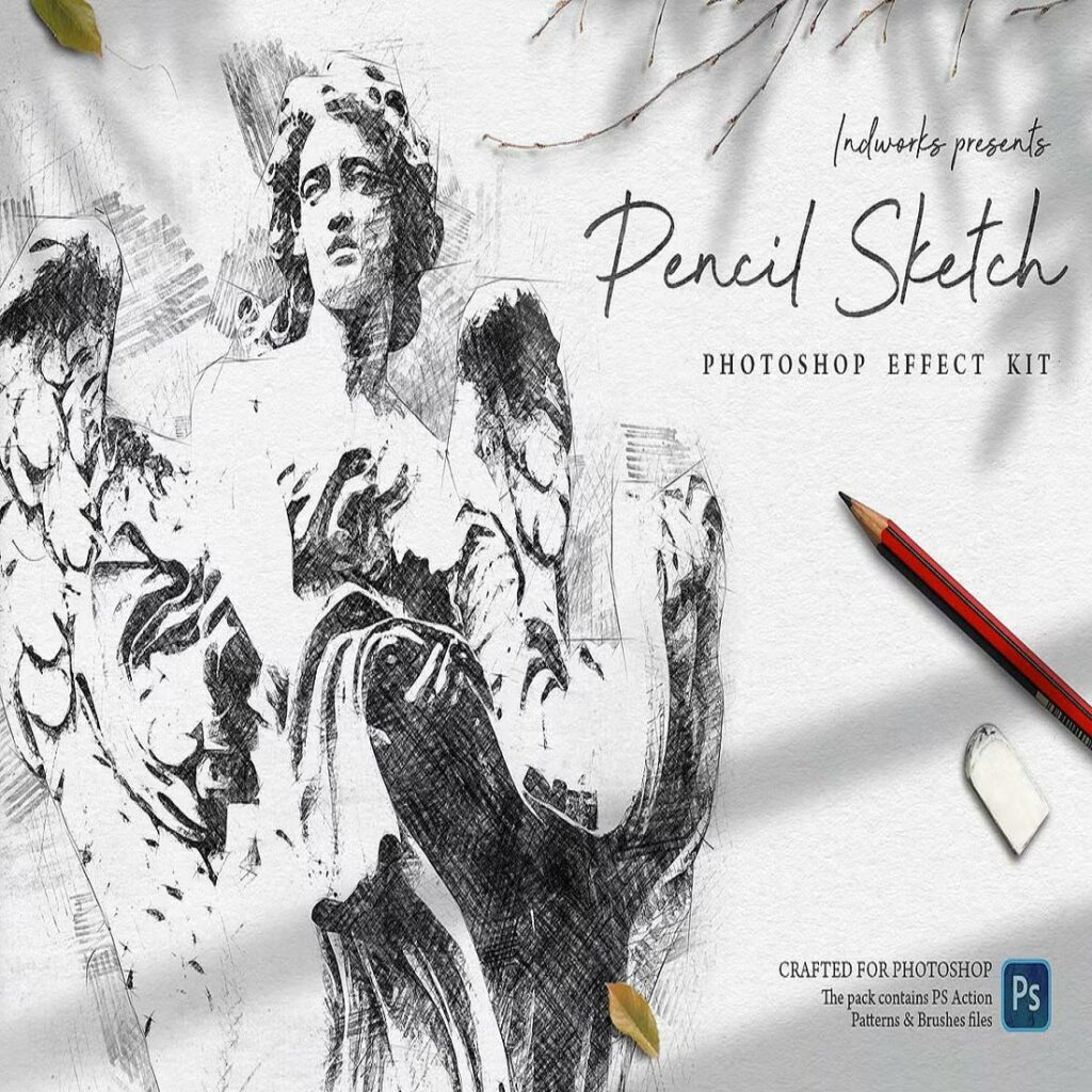 Pencil Sketch PS Action - MasterBundles