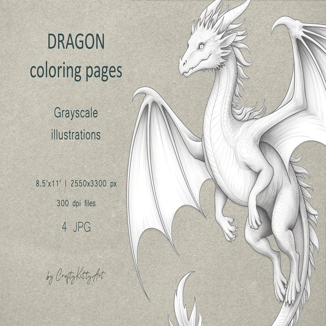 Dragon coloring pages for adults, Fantasy dragons flying - MasterBundles