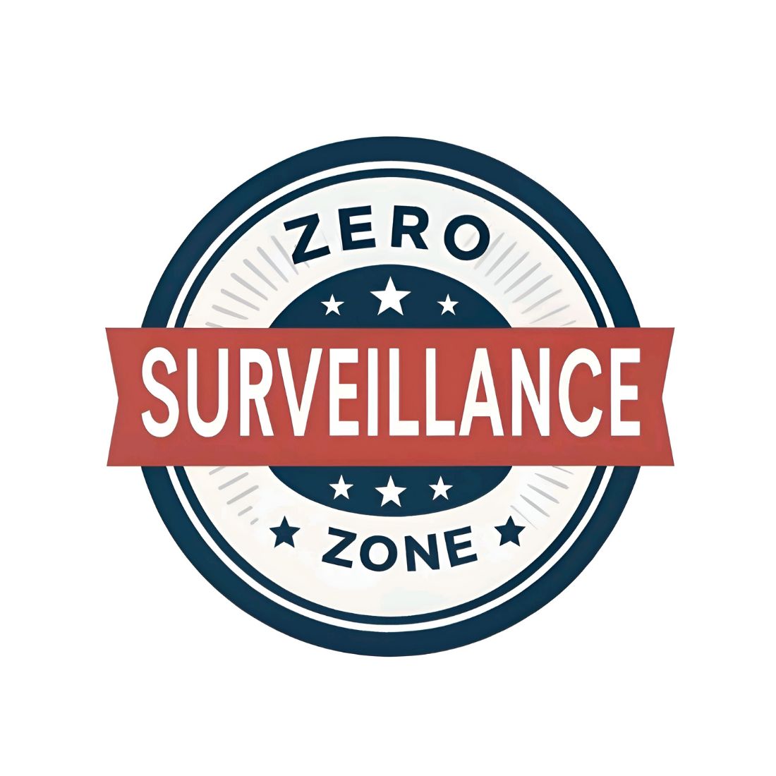 Zero surveillance zone badge isolated on white background a symbol of ...