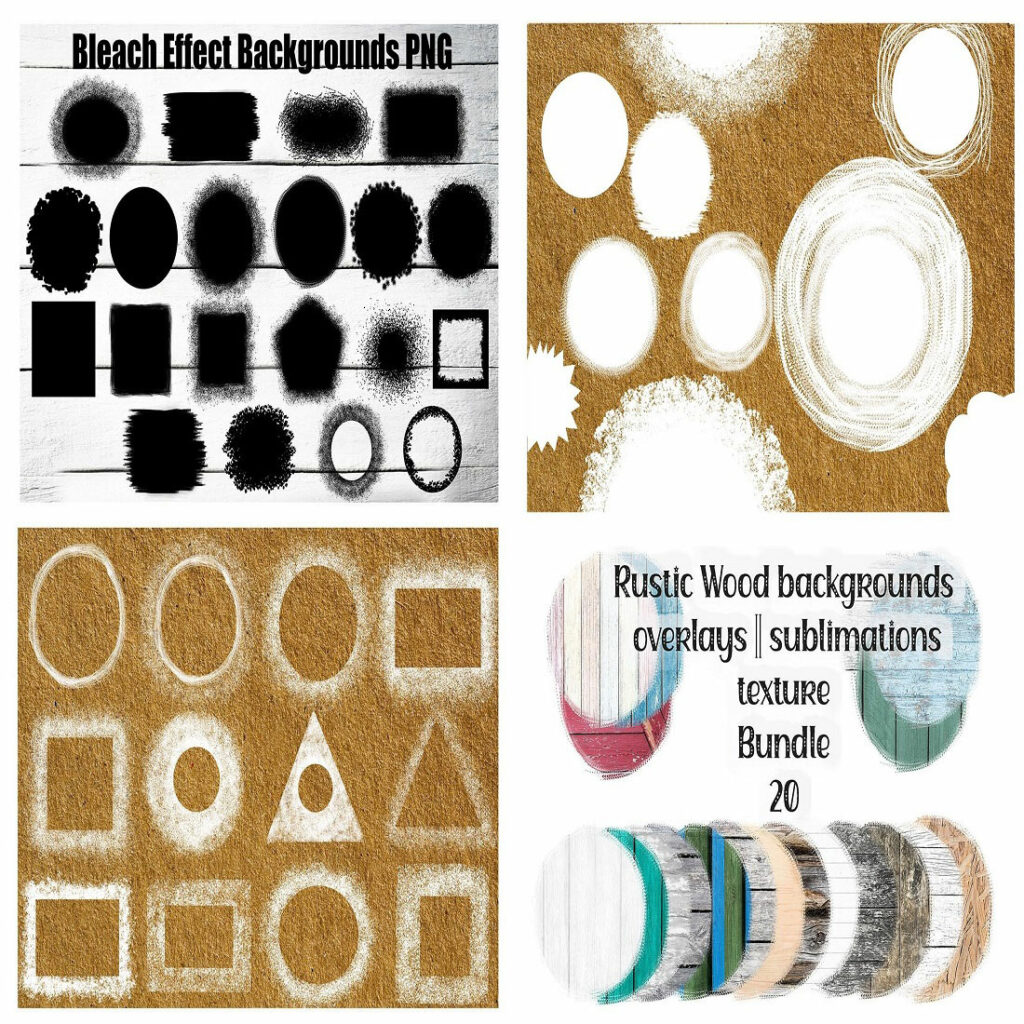 Bleach Effect Frame Backgrounds Wood Sublimation Overlays - MasterBundles