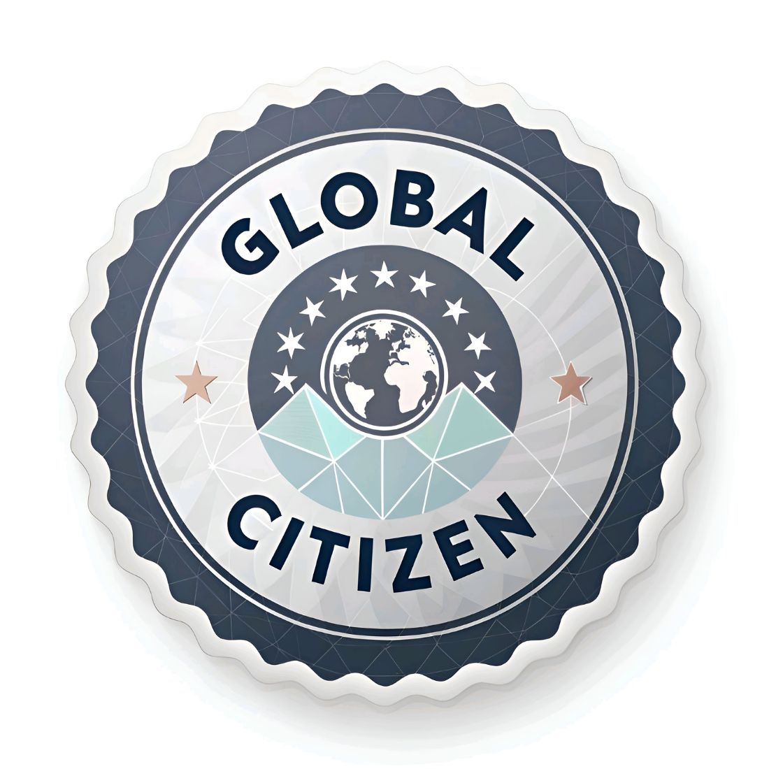 Global citizen badge isolated on white background symbolizes ...