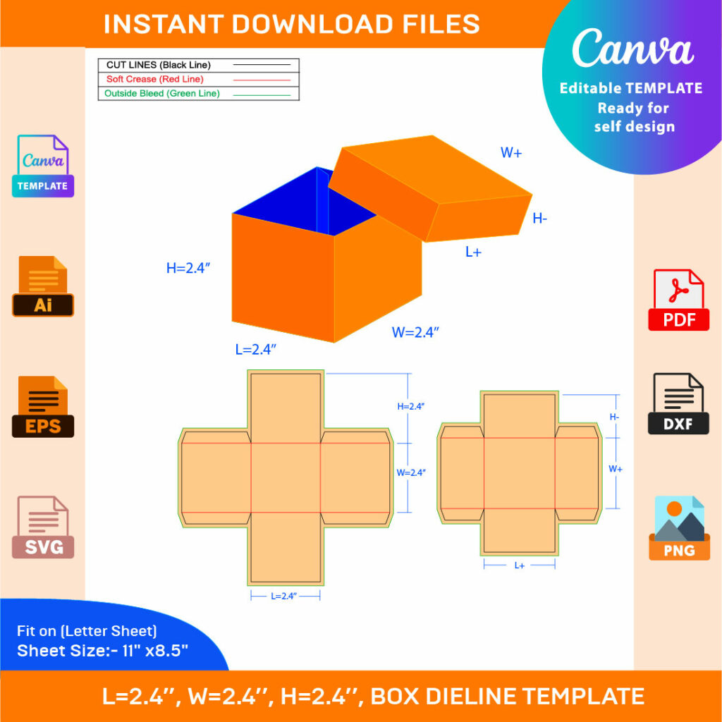 Two Lid box Dieline Template for gift, food, cloth etc - MasterBundles