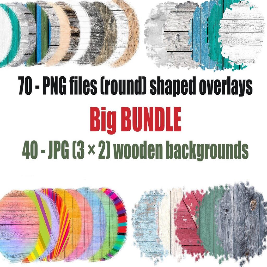 Wood Sublimation Textures Overlays Shapes round Background - MasterBundles
