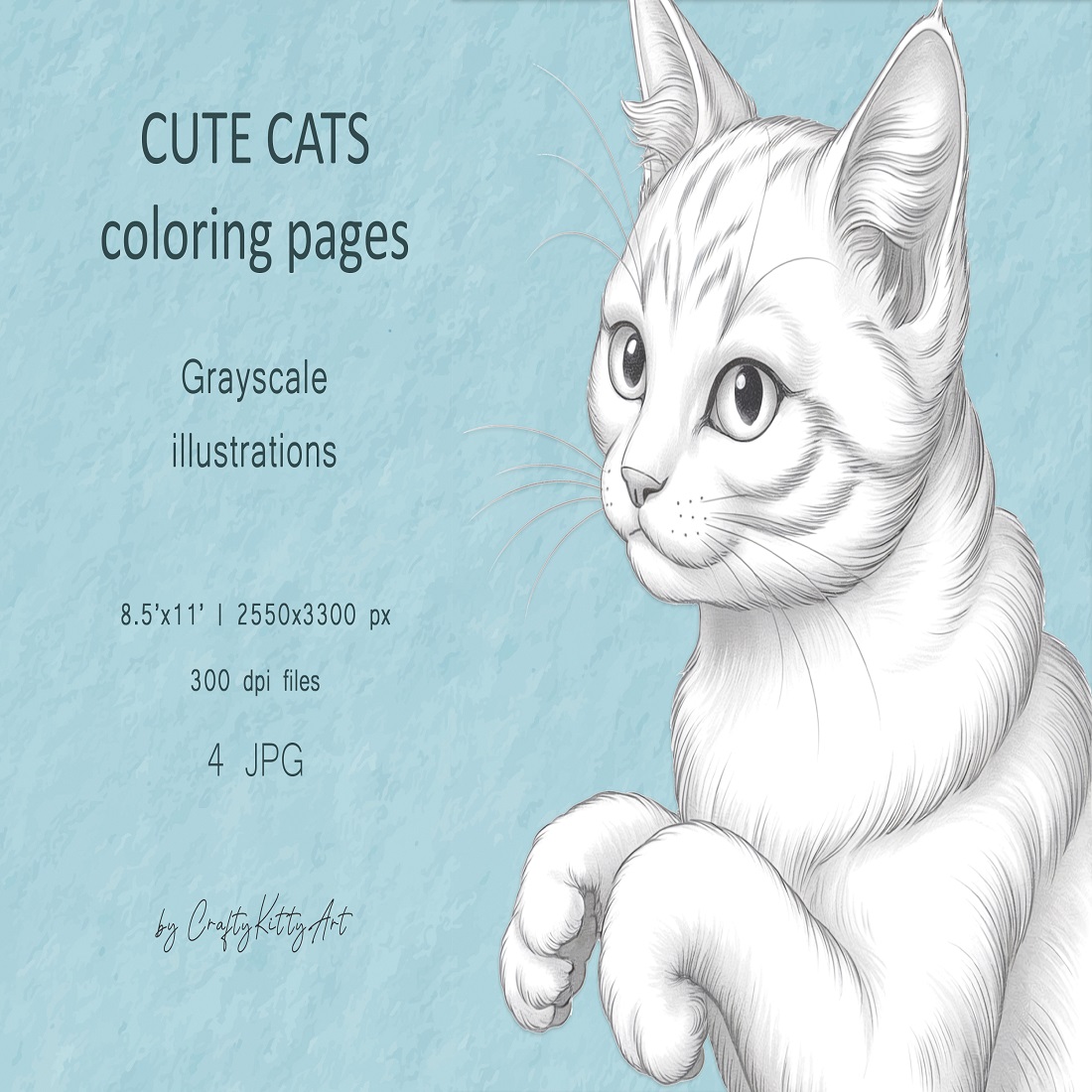 Cute cat coloring pages for adults and kids, Cat portraits - MasterBundles