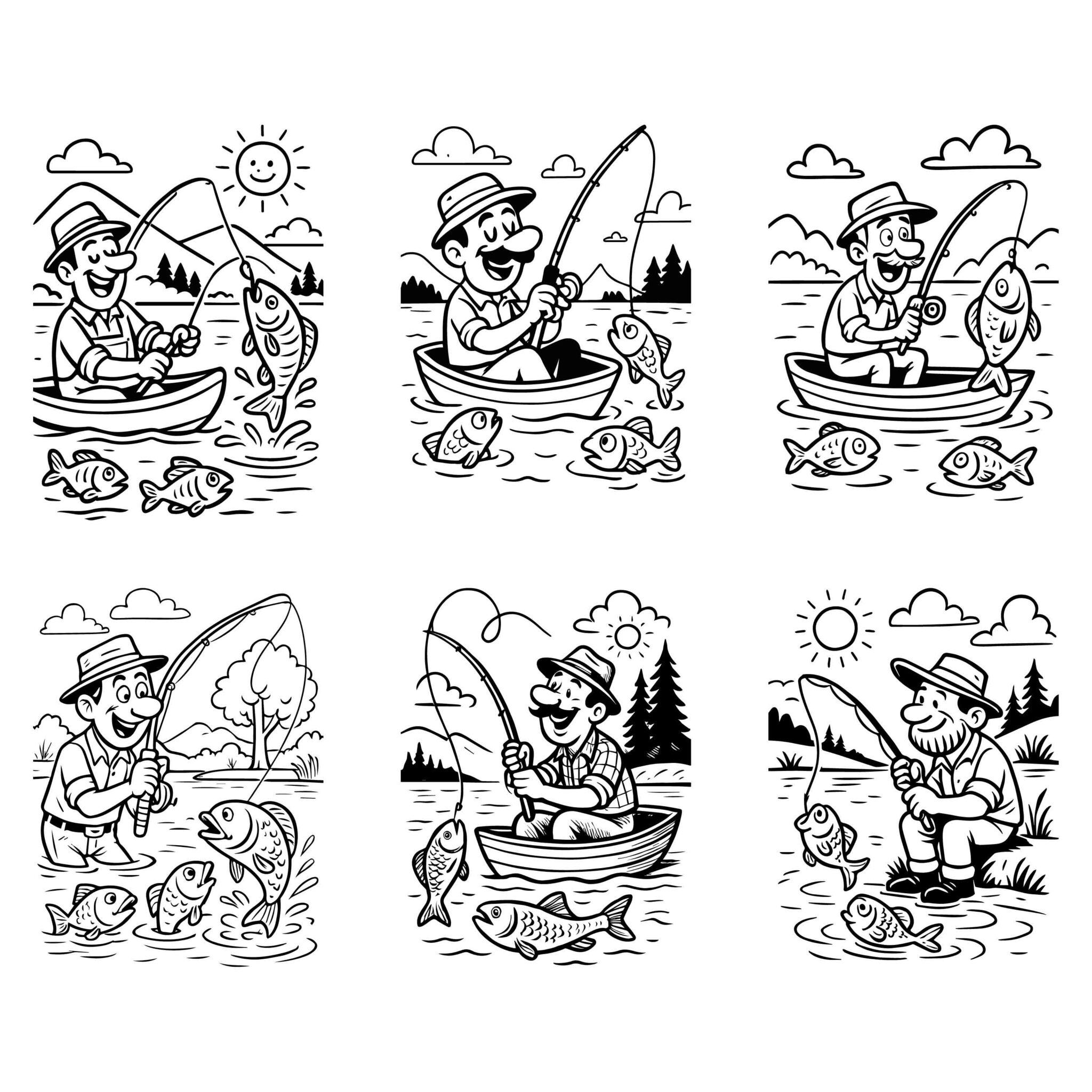 Joyful Fishing Moments – Cartoon Set - MasterBundles