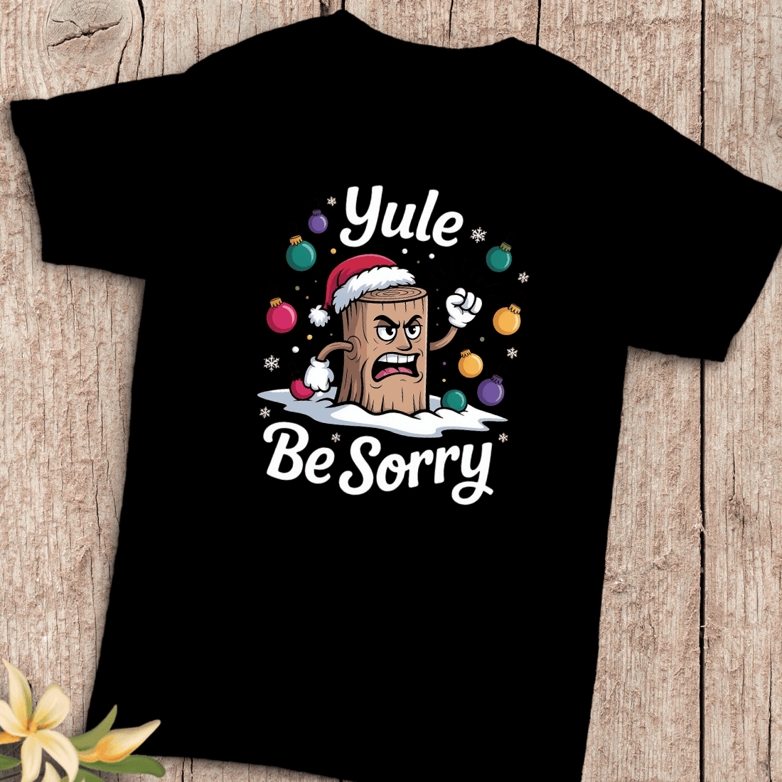 Grumpy Yule Log in Snow T-Shirt Design - MasterBundles