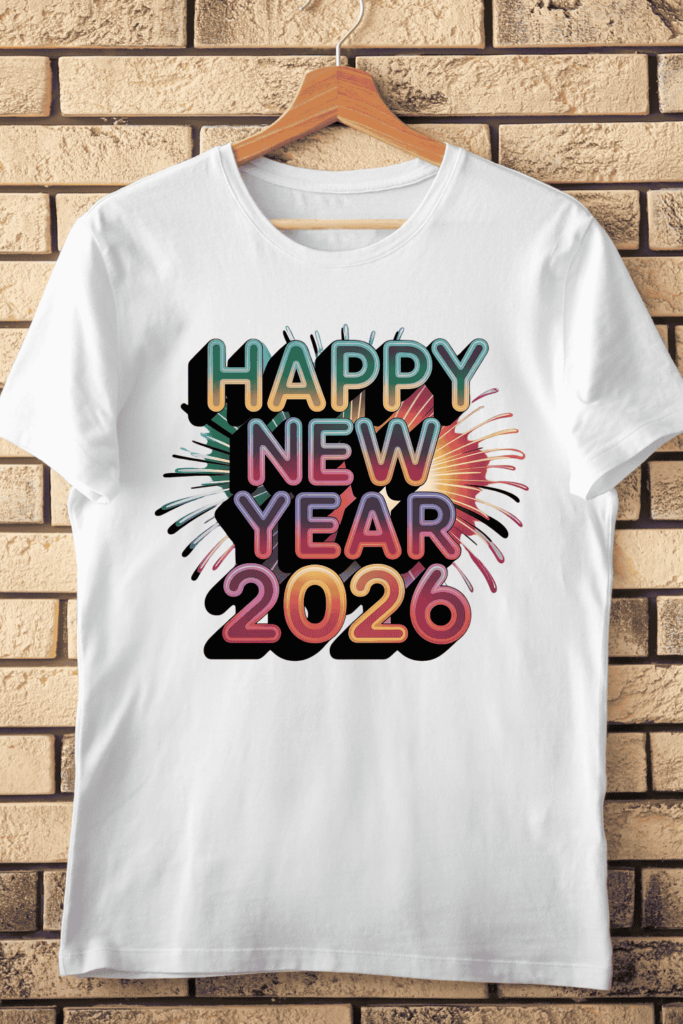 Vibrant 2026 with Fireworks T-Shirt Design - MasterBundles