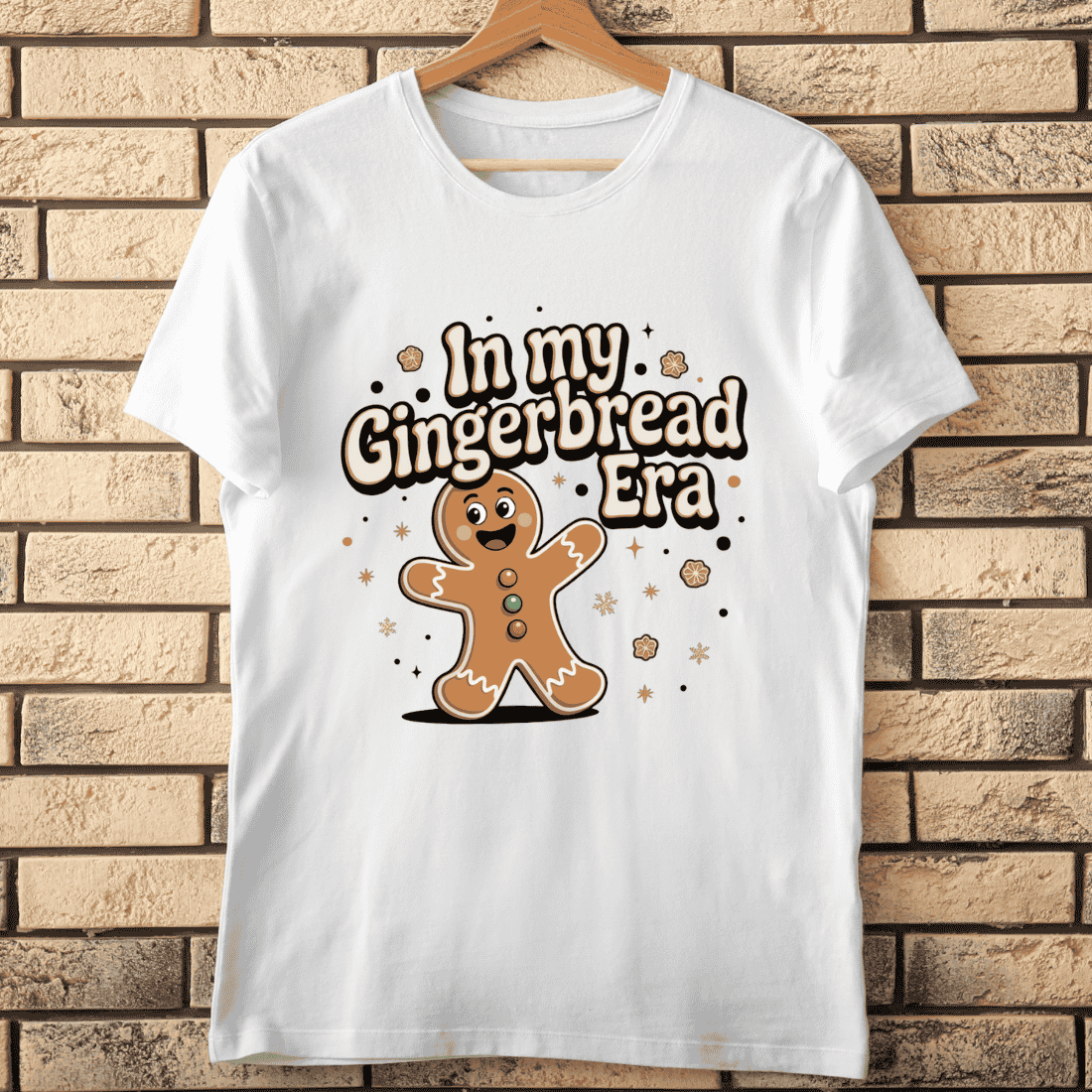 Cute Gingerbread Man Holiday T-shirt Design - MasterBundles