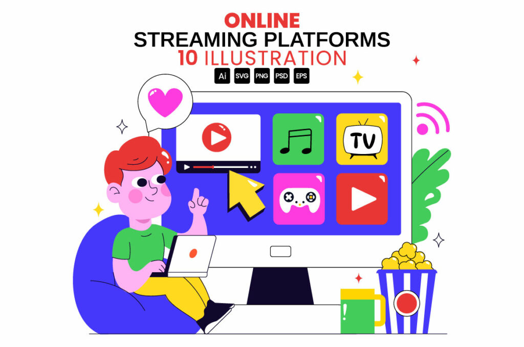 10 Online Streaming Platforms Illustration - MasterBundles