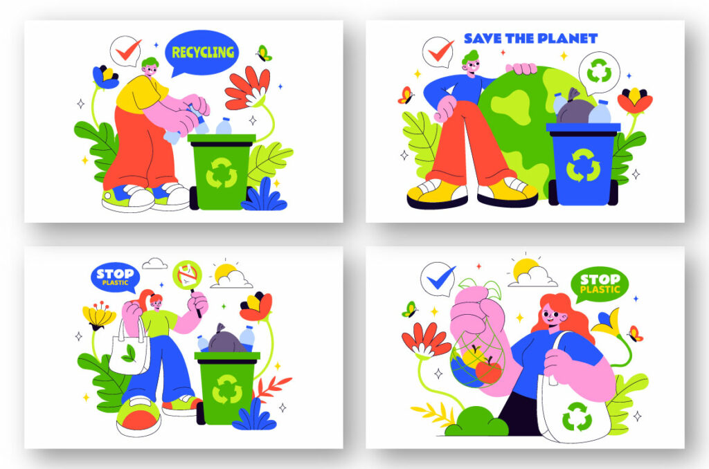 10 Plastic Waste Reduction Illustration - MasterBundles