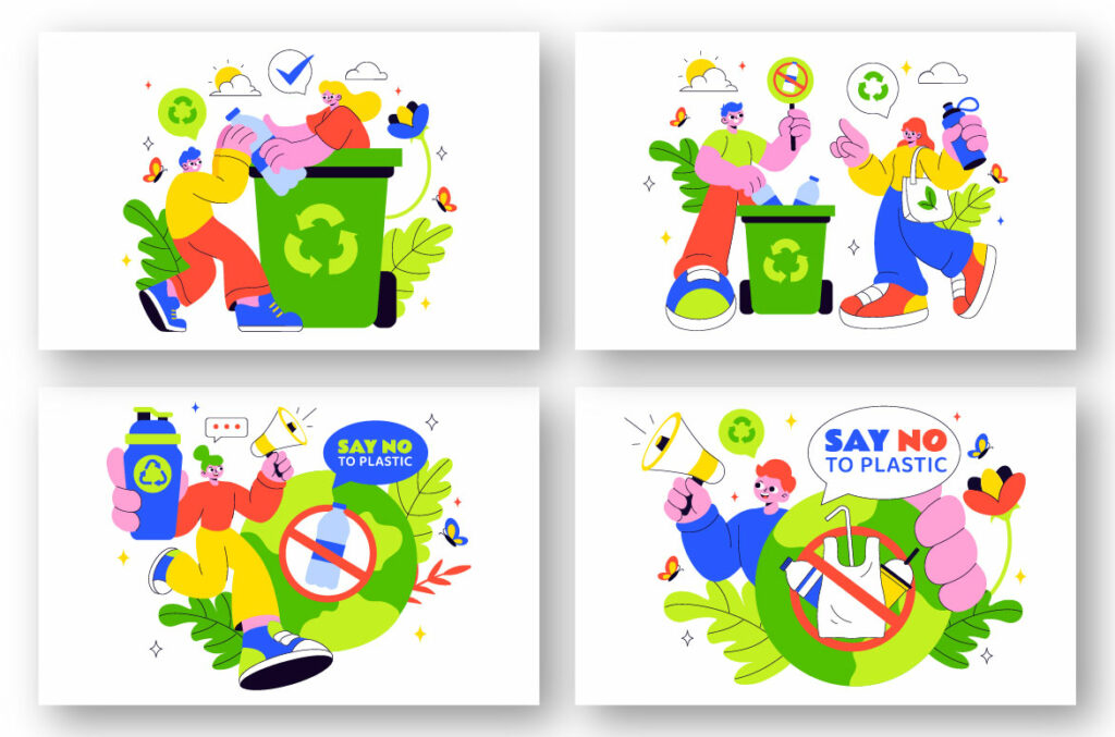 10 Plastic Waste Reduction Illustration - MasterBundles