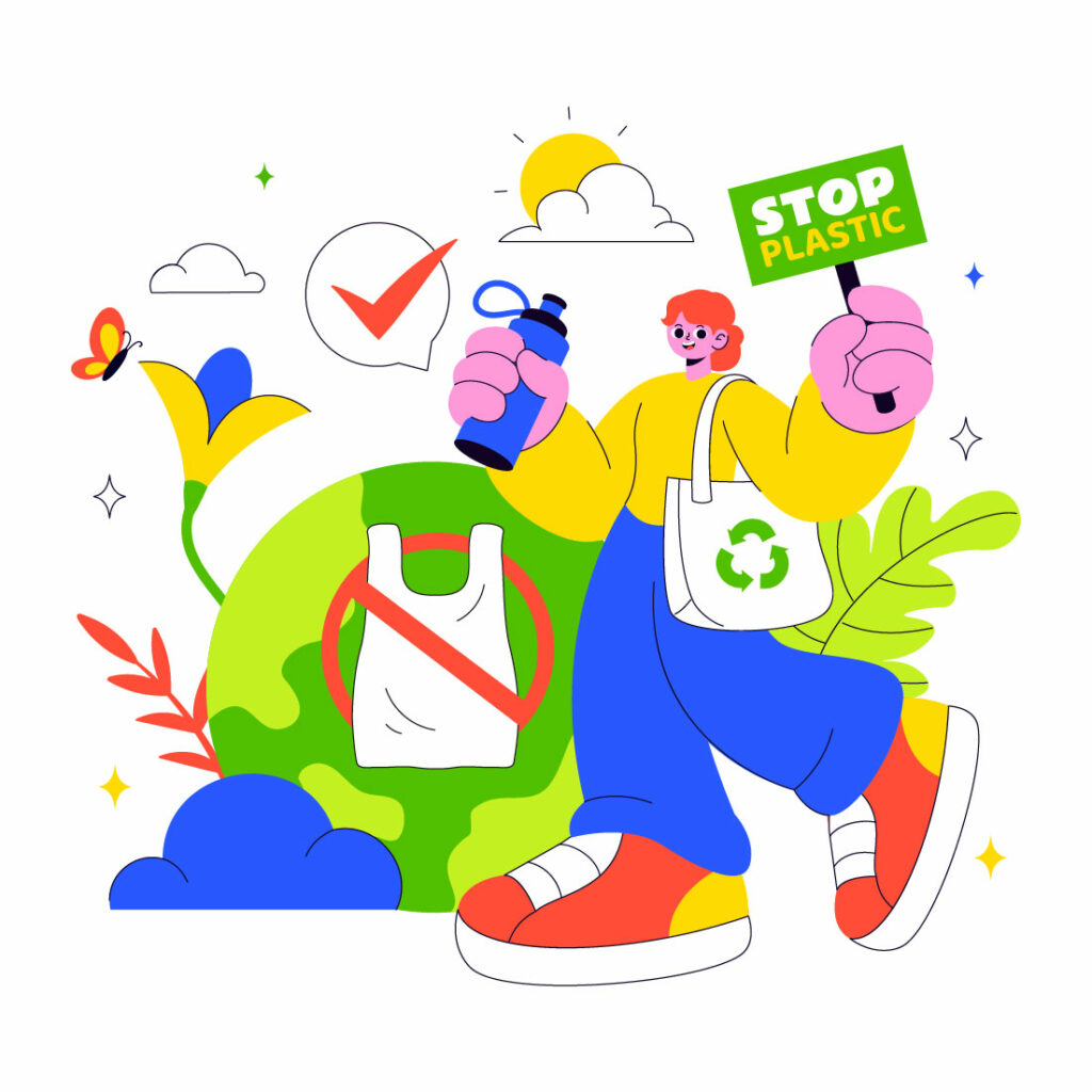 10 Plastic Waste Reduction Illustration - MasterBundles