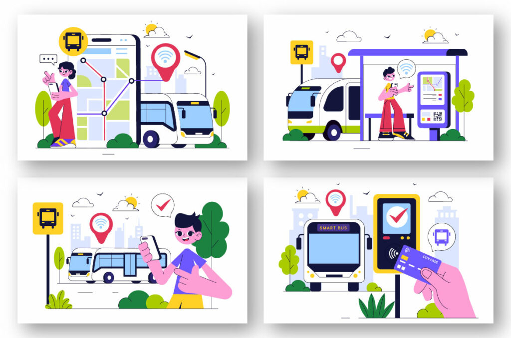 10 Smart Public Transport System Illustration - MasterBundles