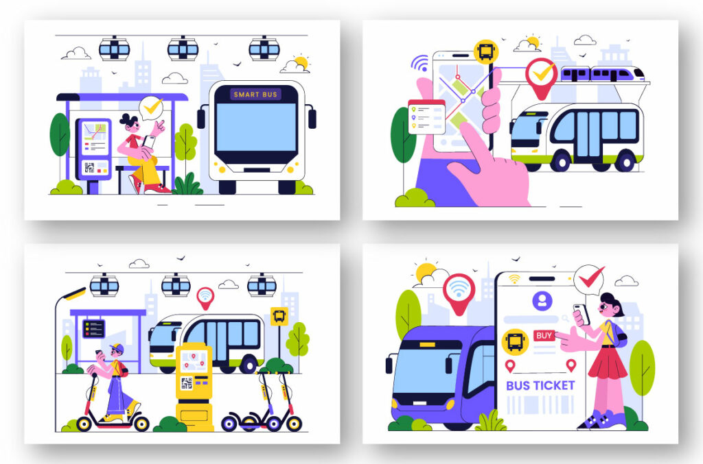 10 Smart Public Transport System Illustration - MasterBundles