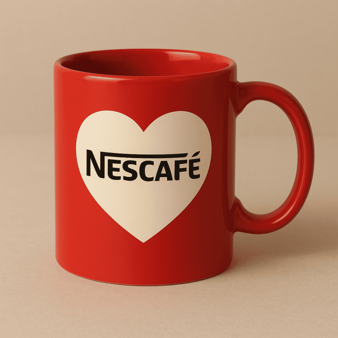 Editable Red Coffee Mug Mockup — Inspired by Nescafé Style - MasterBundles