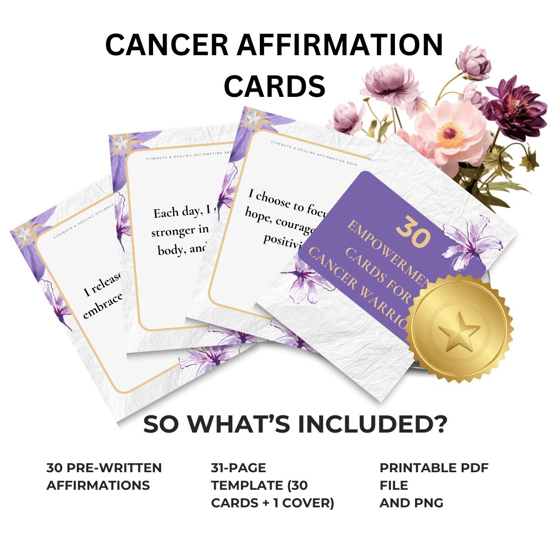 30 Affirmation Cards for Cancer Warriors