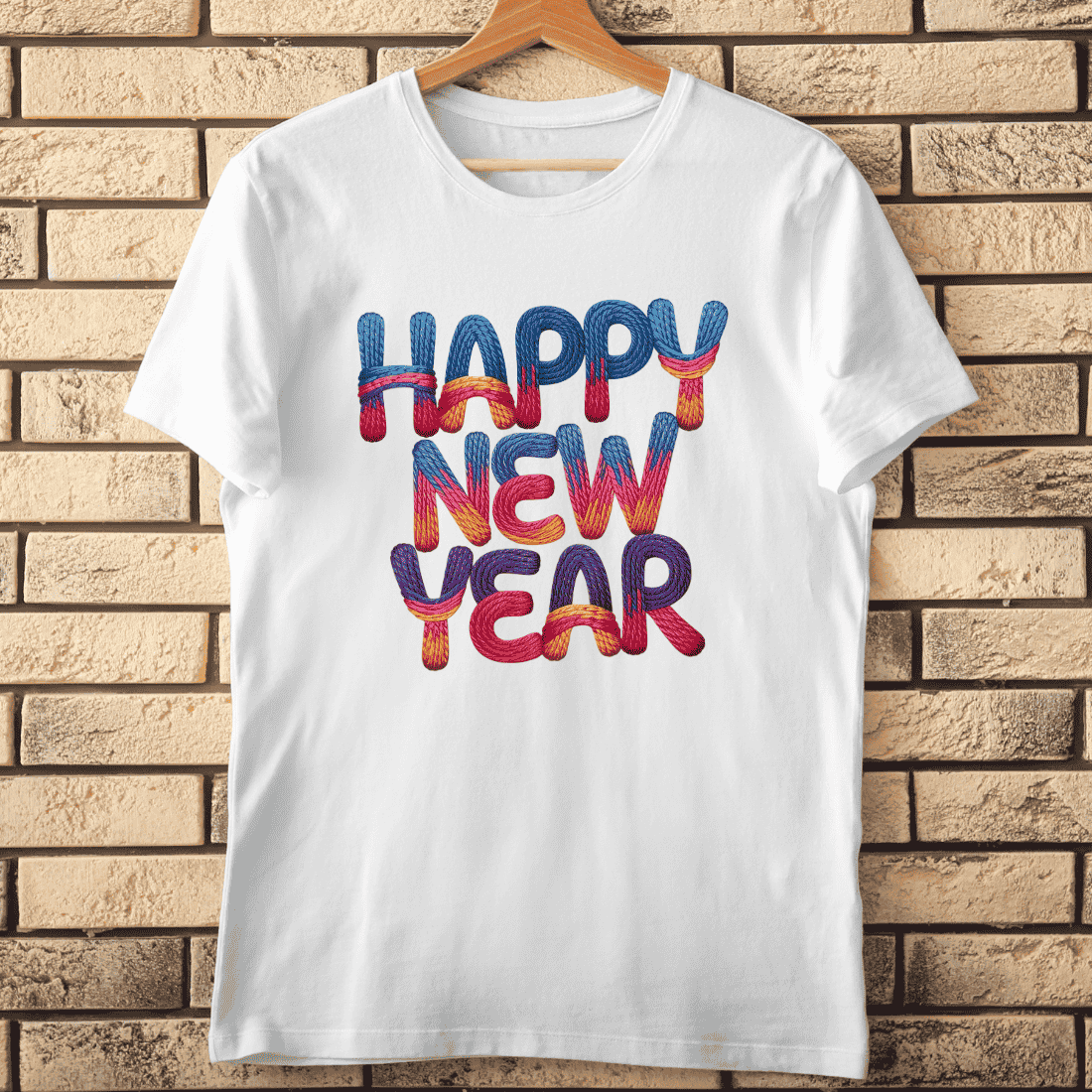 Happy New Year Thread Typography T-Shirt Design - MasterBundles