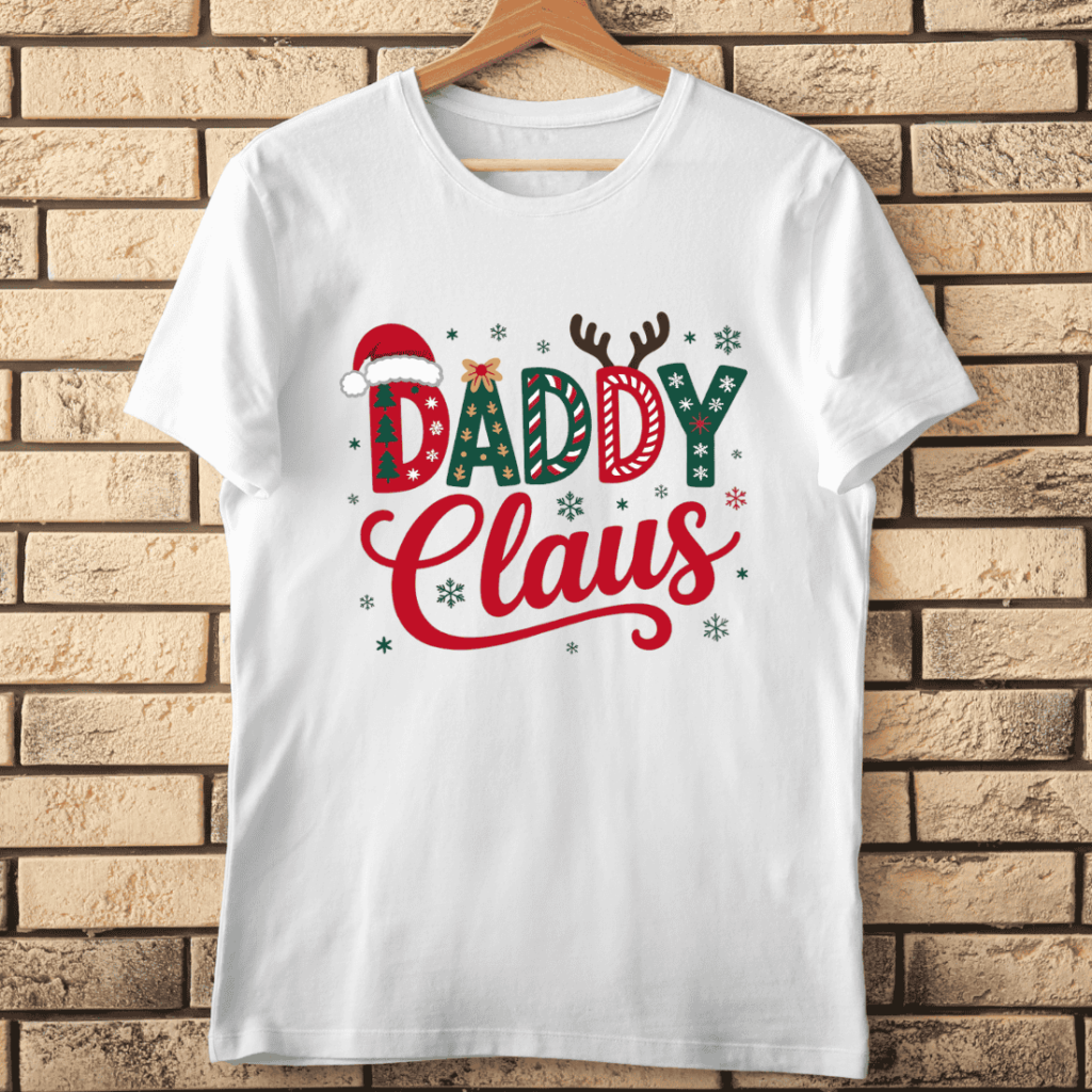 Daddy Claus with Santa Hat and Antlers T-Shirt Design - MasterBundles