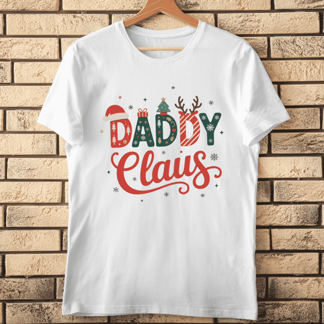 Funny Holiday Daddy Claus Text T-Shirt Design - MasterBundles