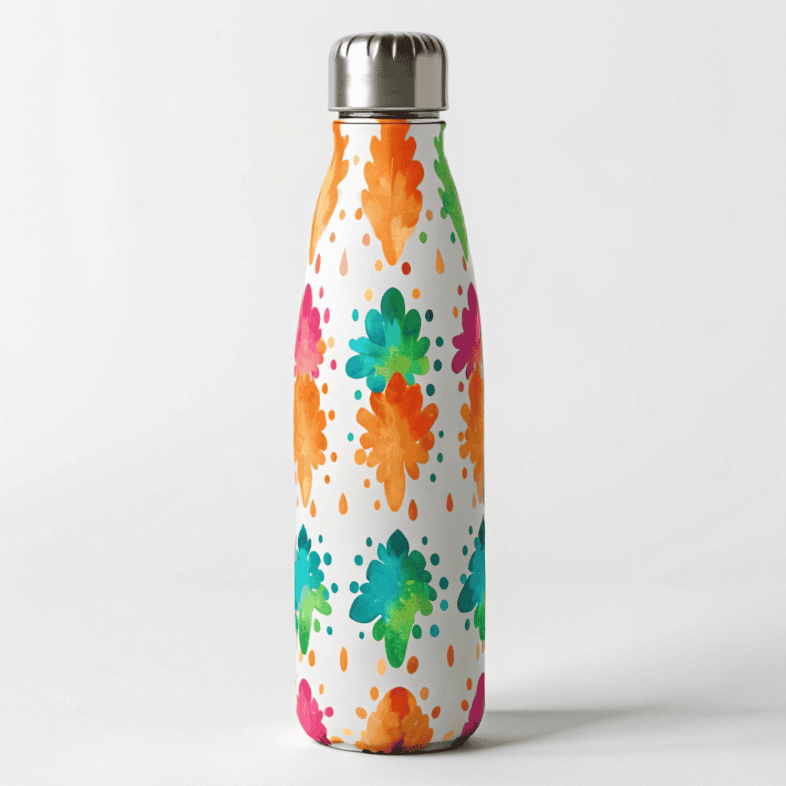 "Multicolor Watercolor Paint Style Water Bottle Duo Mockup" - MasterBundles