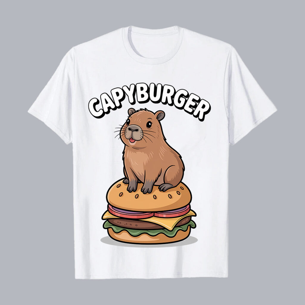 Cute Capybara Sitting On Delicious Burger Cartoon food PNG PSD Food T ...