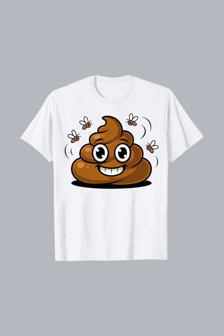 Funny Cartoon Poop Emoji With Flies PNG PSD Love T shirt Design ...