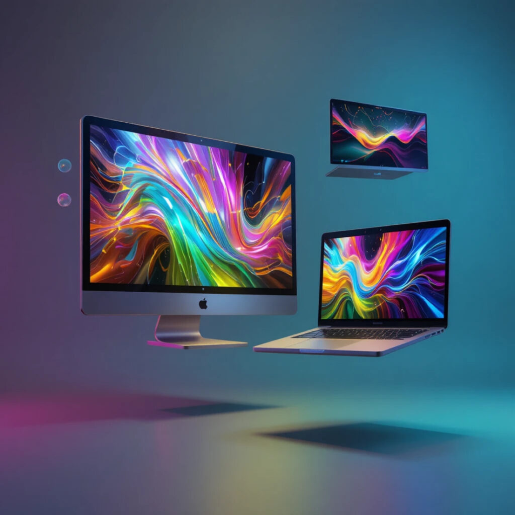 Premium Computer Mockup | Colored Laptop & Desktop Mockup | Modern ...