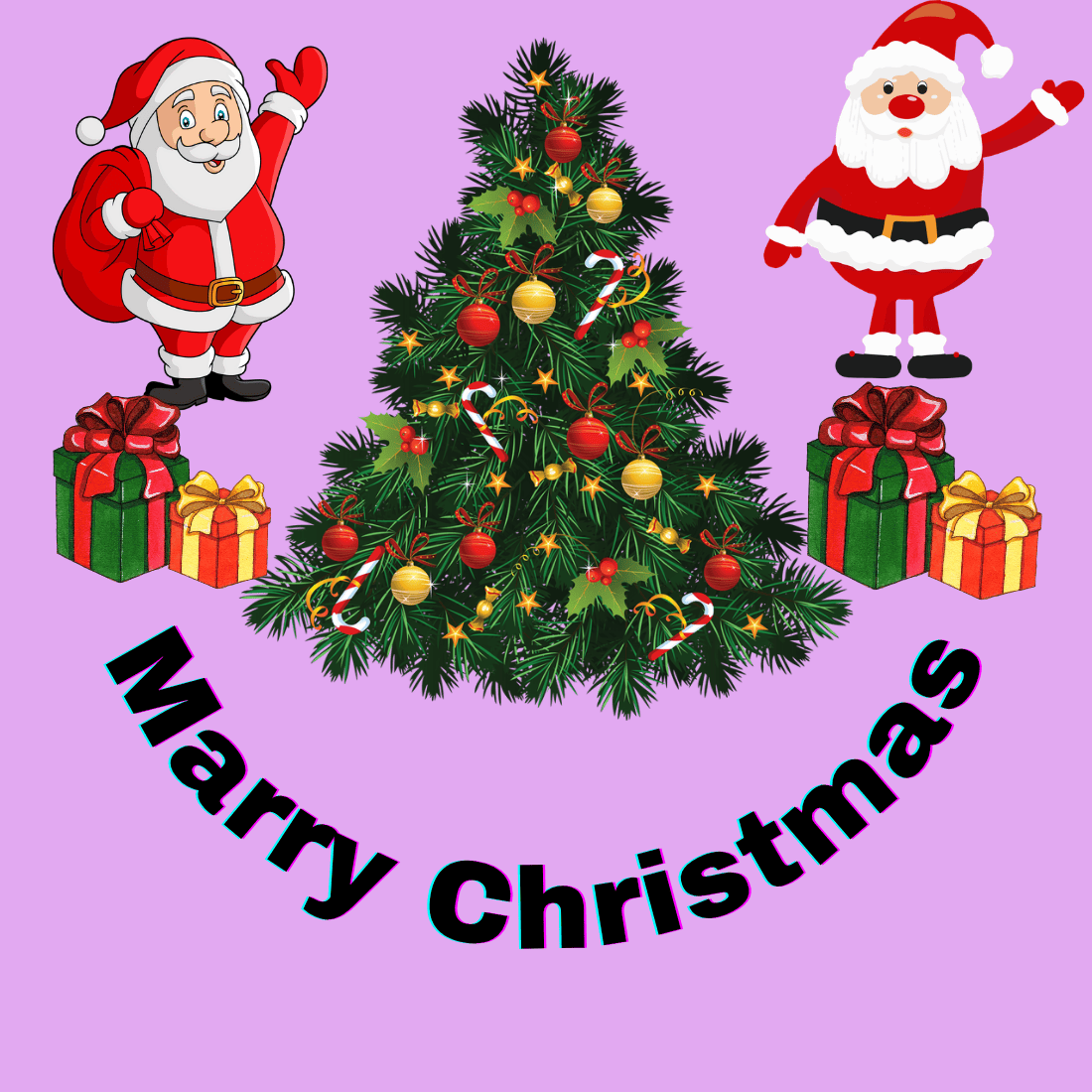 Marry Christmas Holiday Illustration – Cute Santa Characters & Festive ...