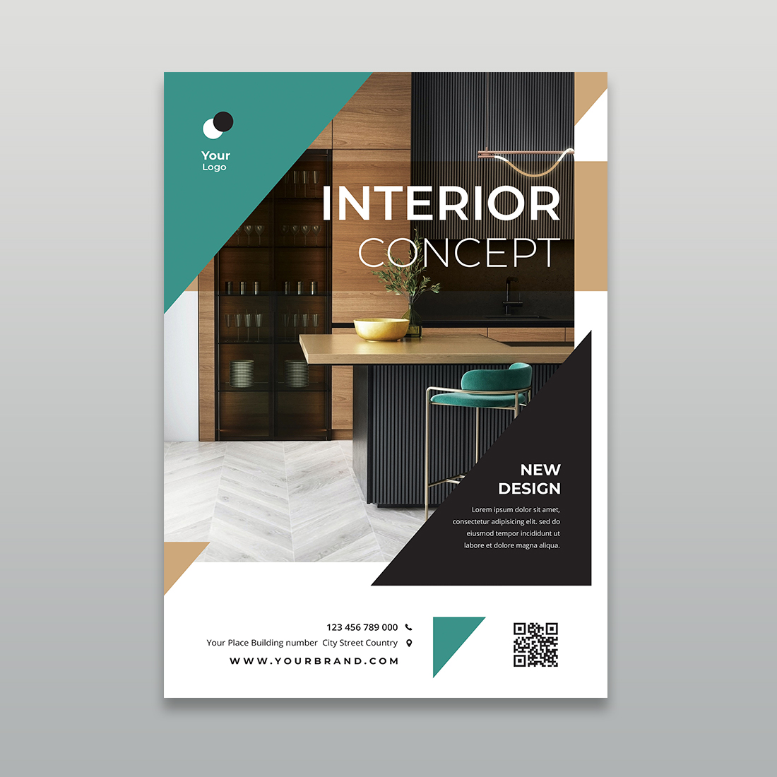 Luxury Modern Interior & Kitchen Design Flyer Template - MasterBundles