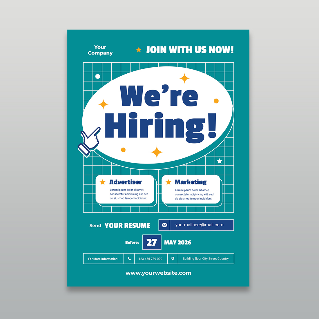 Minimalist Professional Hiring & Recruitment Flyer Template - MasterBundles
