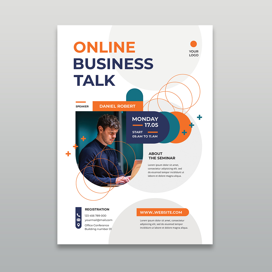 Modern Online Business Talk & Webinar Event Flyer Template - MasterBundles
