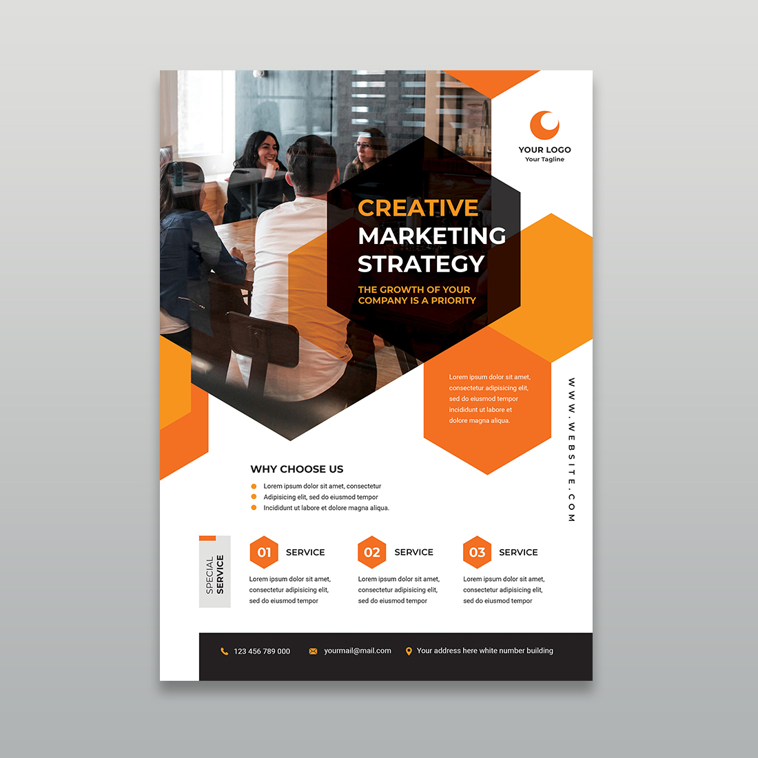 Modern Corporate Marketing Strategy Flyer Template - MasterBundles