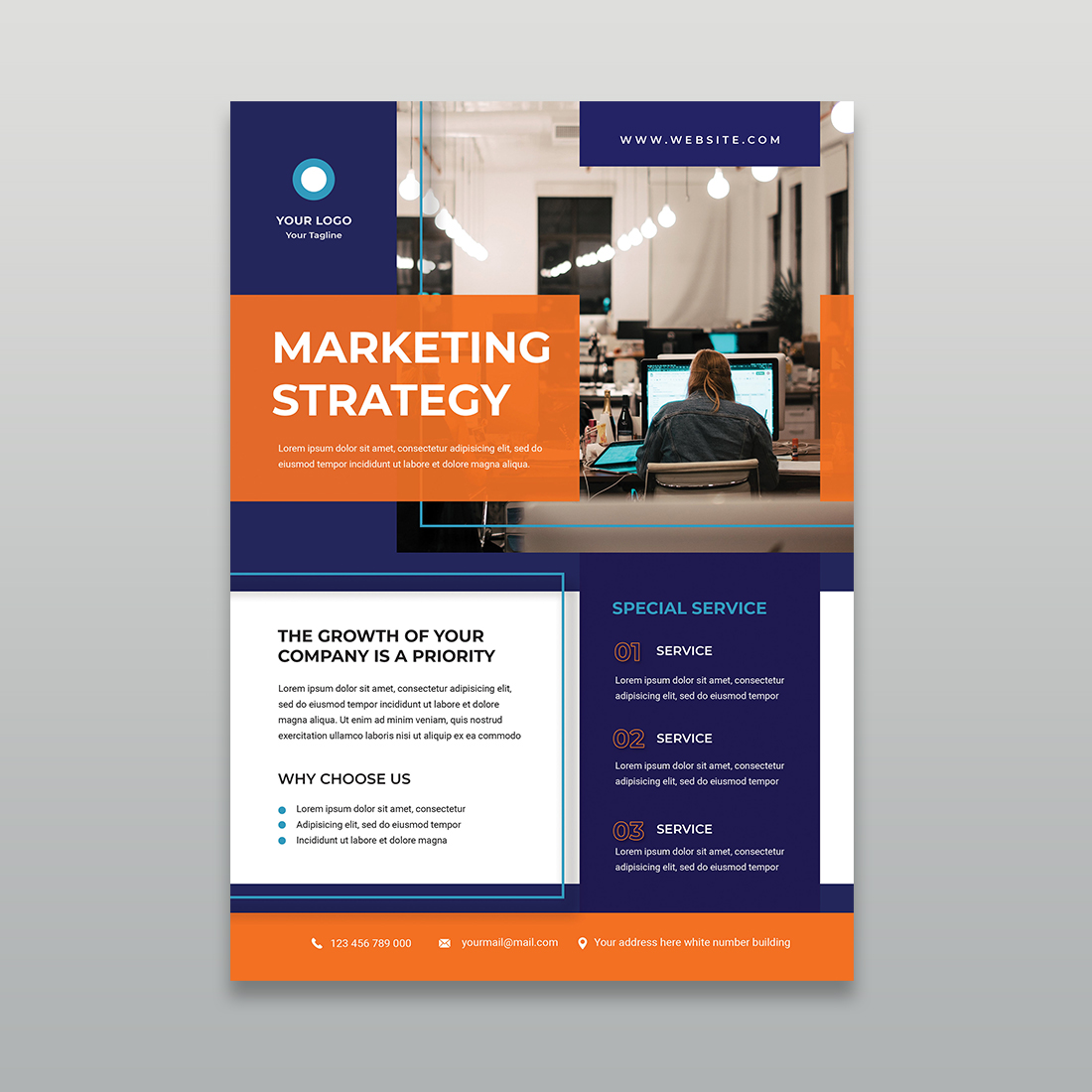 Modern Corporate Marketing Strategy Flyer Template - MasterBundles