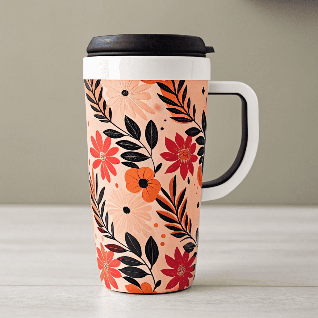 Elegant Bloom Contrast – Black & White Floral Frame Mug Mockups ...